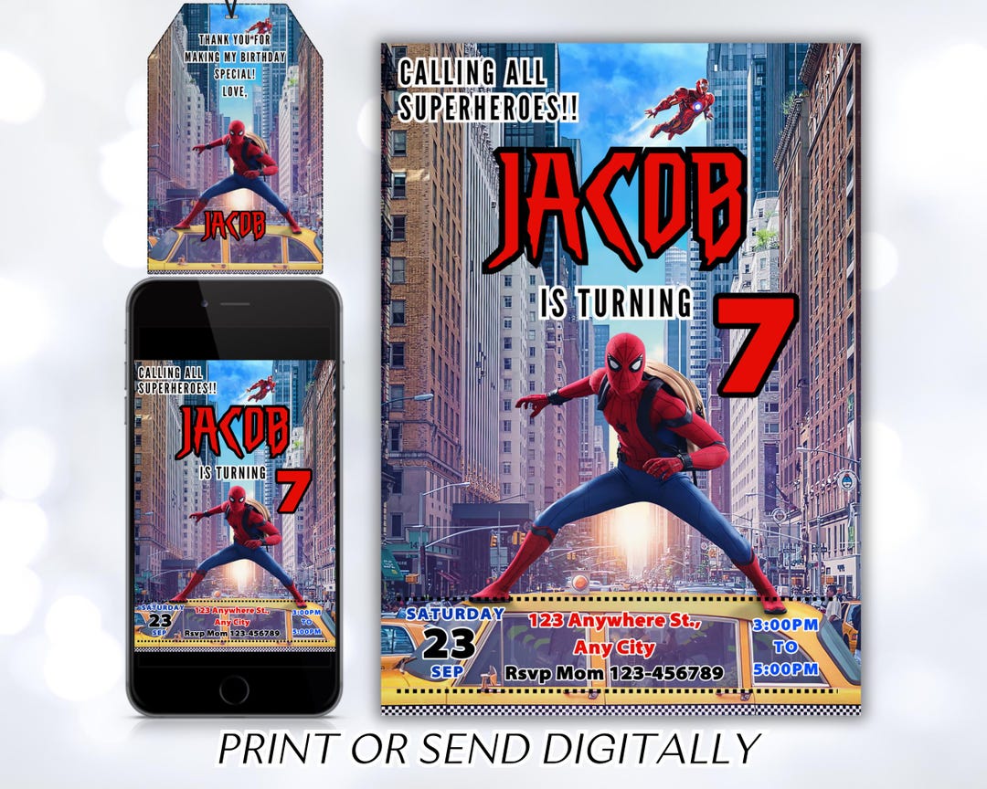 Editable Spiderman Invitation Birthday Party, Spiderman Digital ...