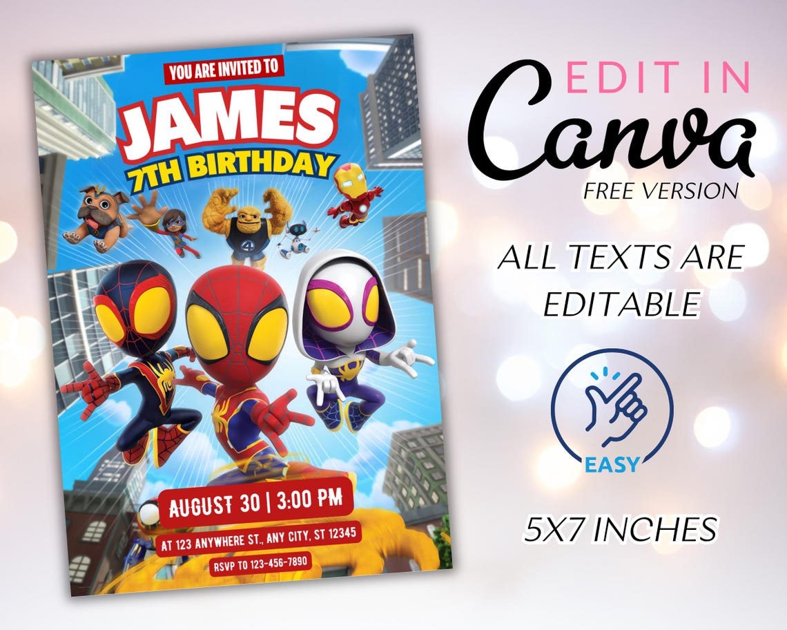 Spidey Invitation Spidey and His Amazing Friends Birthday Invitation ...