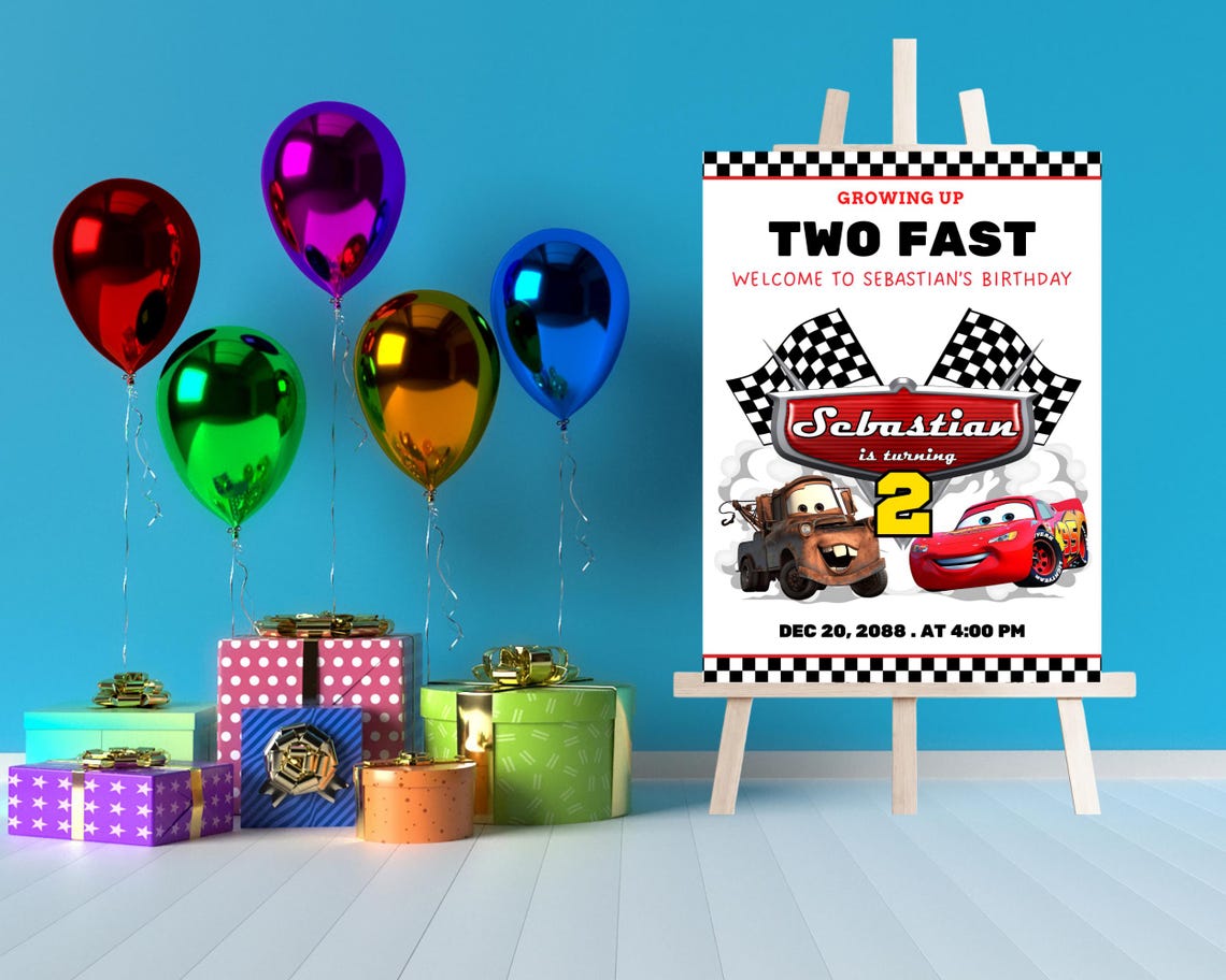 Cars Birthday Welcome Sign, Lightning Mcqueen Poster, Cars Party ...