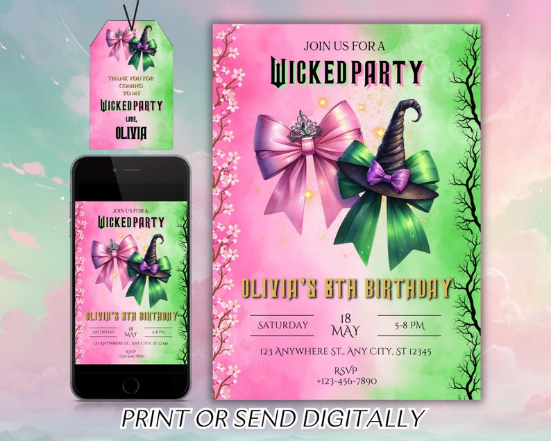 Wicked Birthday Party Invitation, Wicked Party Invitation, WICKED ...