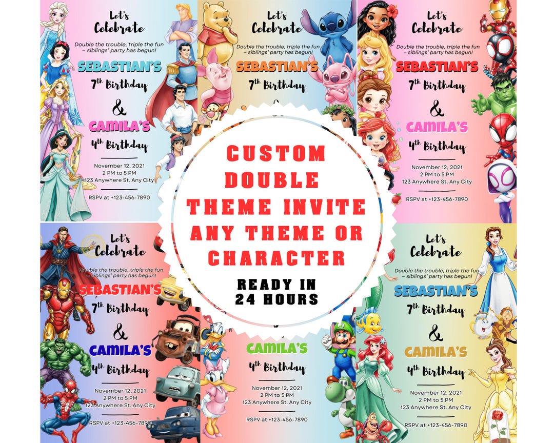 Custom Joint Birthday Invitation, Custom Sibling Invitation, Double ...