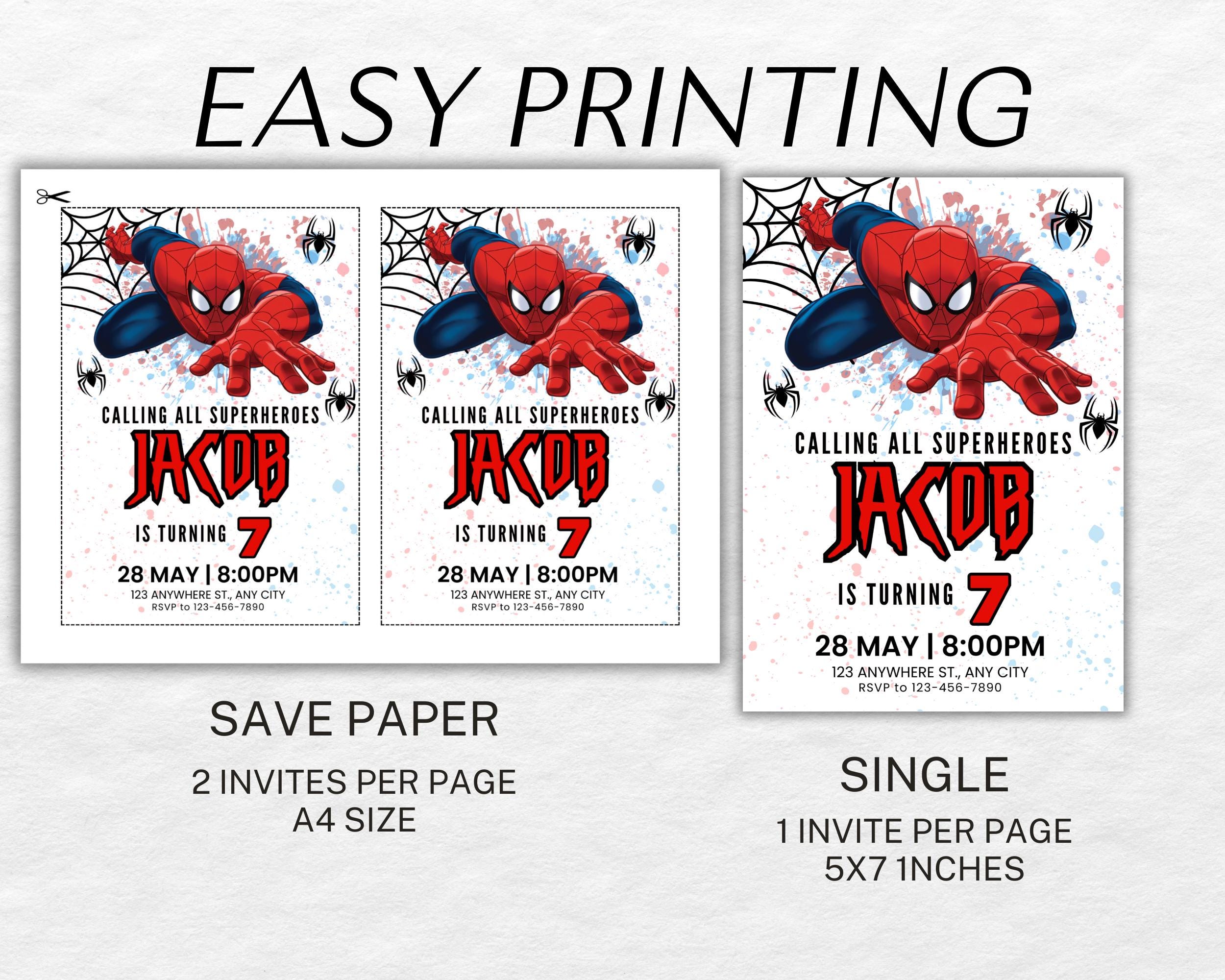 Editable Spiderman Invitation Birthday Party, Spiderman Digital ...