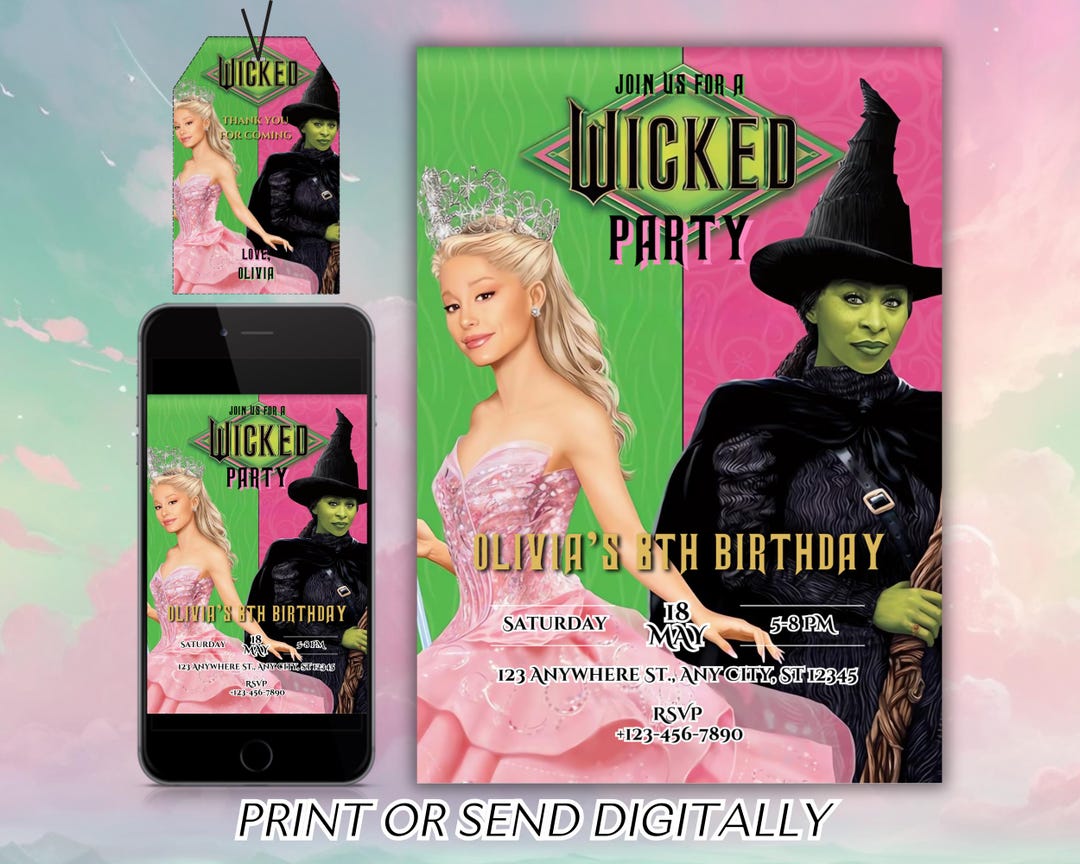 Wicked Birthday Party Invitation, Wicked Party Invitation, WICKED ...