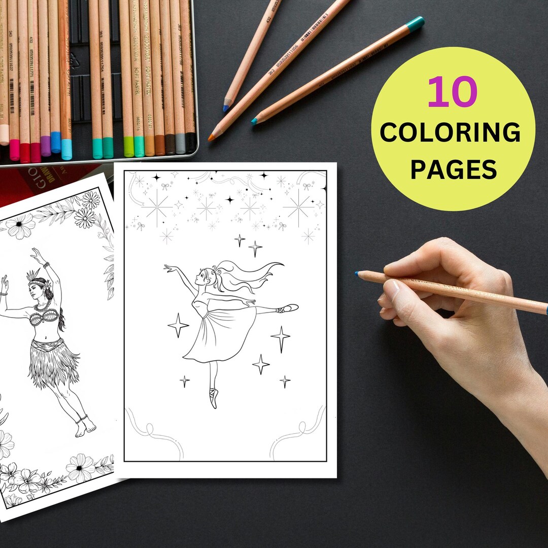 World Dance Coloring Pages - 10 Pages of Ballet, Salsa, Samba ...