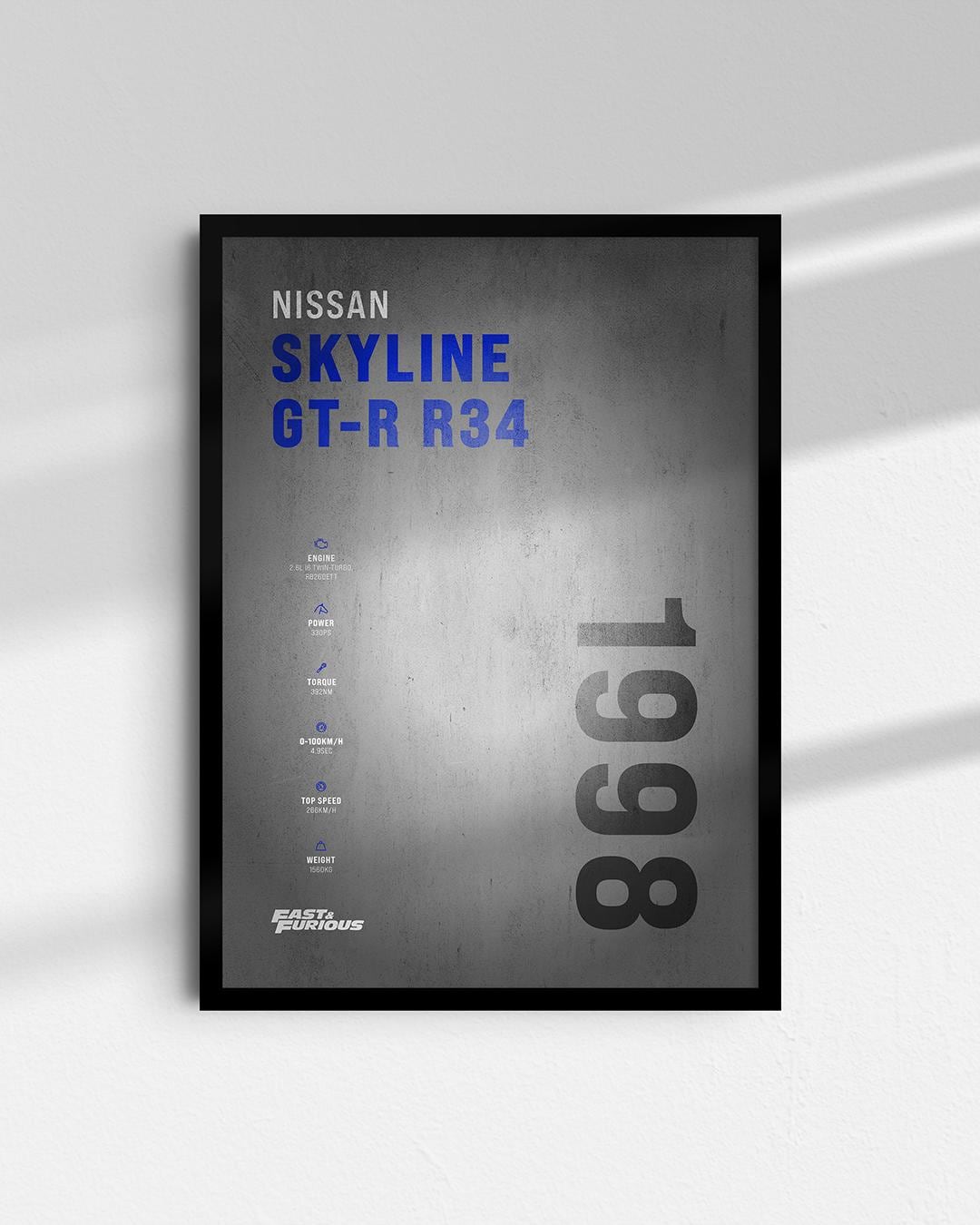 Nissan Skyline GT-R (R34) Car (2 Fast 2 Furious) Inspired Digital Art ...