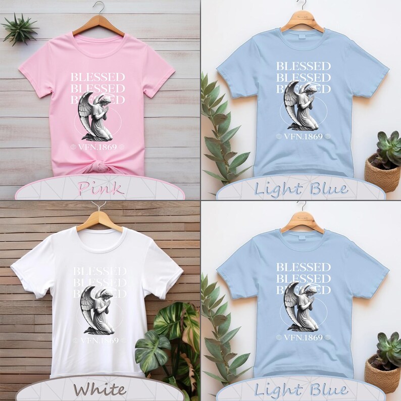 Blessed Angel Praying Statue Shirt, Minimal Spiritual Elegance Tee - Etsy
