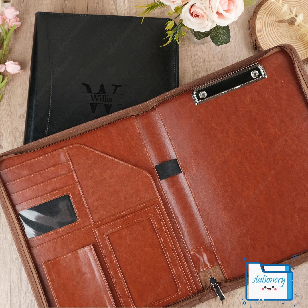 Buy Personalized Leather Portfolio,custom Portfolio With Name,engraved Monogram Padfolio Folders ...