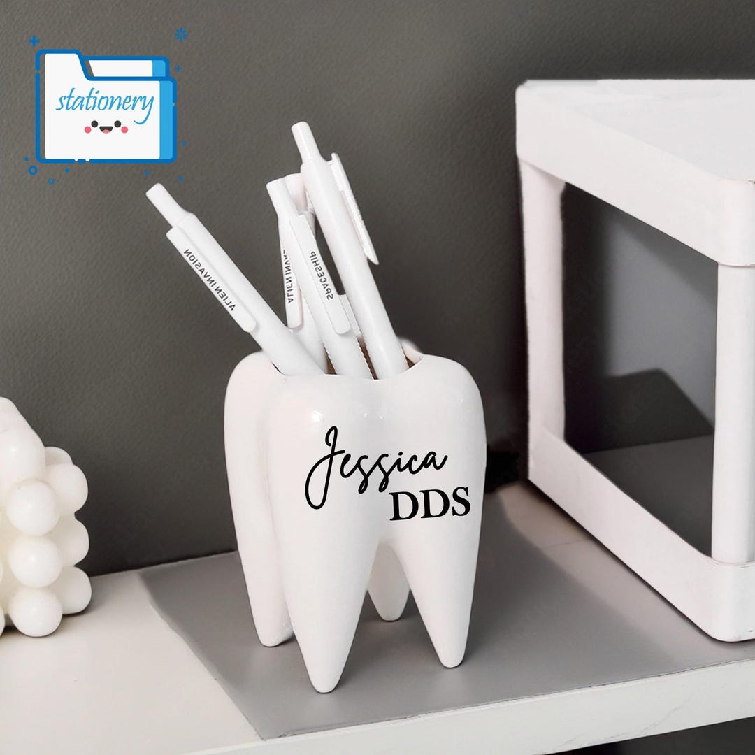 Personalized Ceramic Tooth Planter Pen Holder,custom Name Tooth Pen ...
