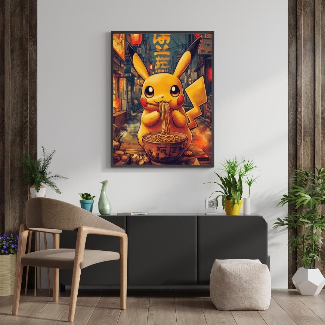 Pikachu Ramen Poster: Japanese Style Pokemon Inspired Anime Artwork ...