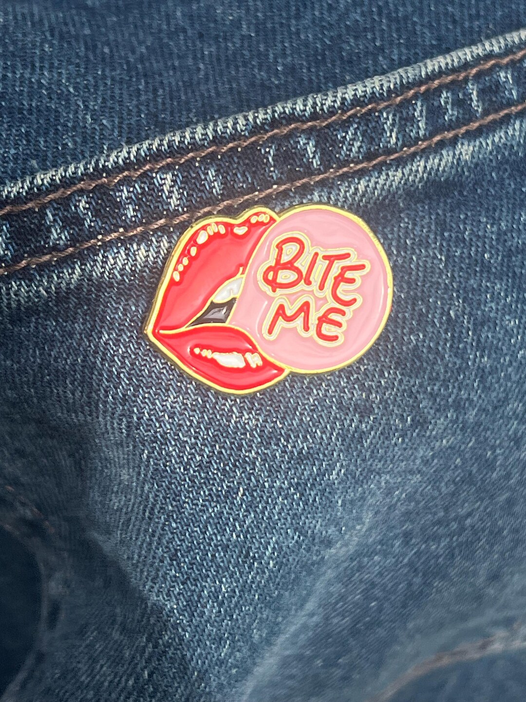 Lips Enamel Pin – Bubblegum Pin – Soft Enamel Badge – Funny Sassy Pin ...