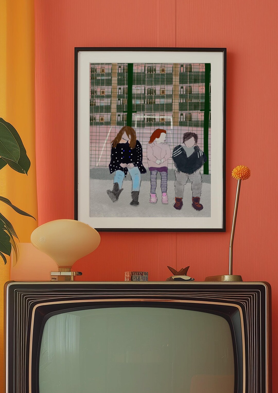 Nostalgic London Street Kids Illustration – Urban Childhood Poster ...