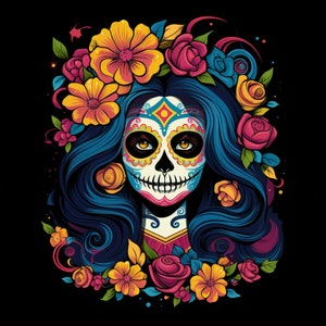 Sugar Skulls Vibrant Color Attractive Digital Graphic Design Bundle ...