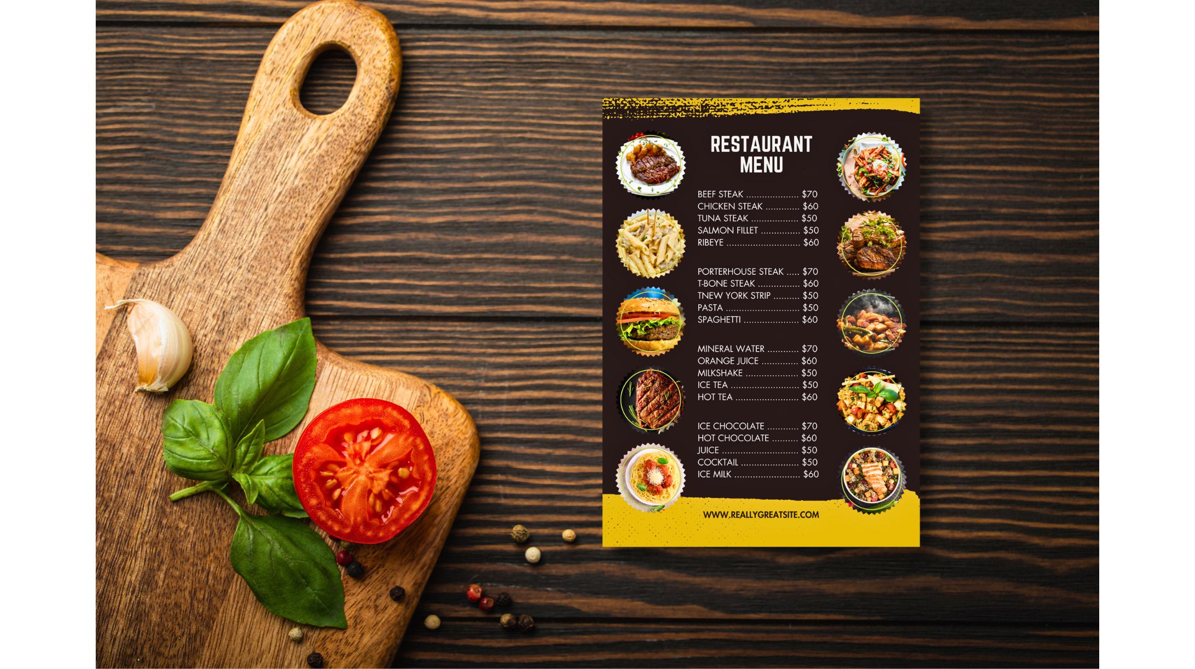 Menue Restaurant Template, Editable Canva Food Menu, Food Truck Menue, Catering Food Menue ...