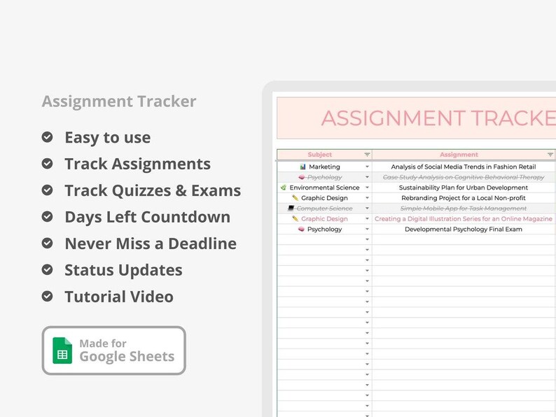 Digital Assignment Tracker | University & College Homework Planner ...