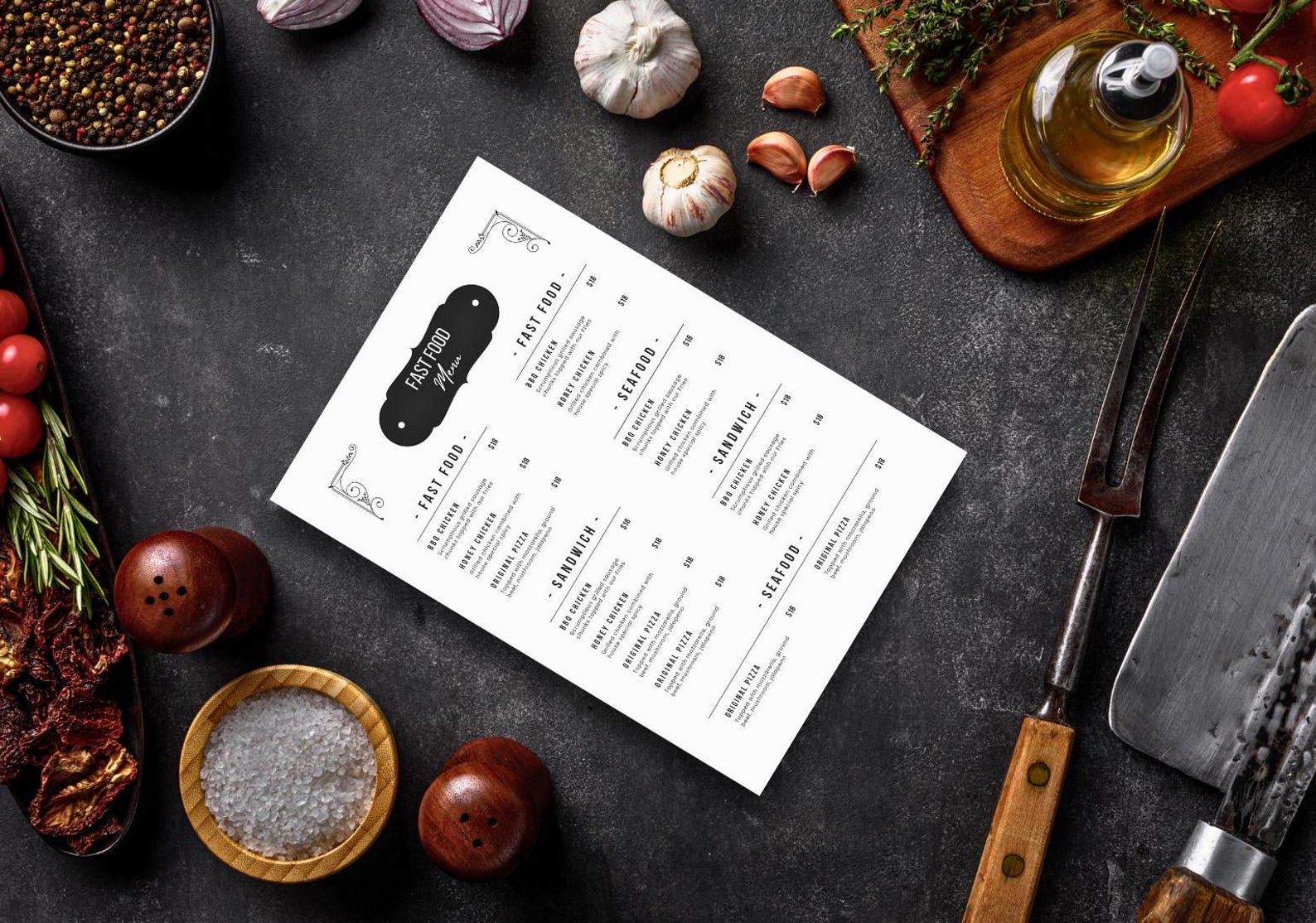 Menue Restaurant Template, Editable Canva Food Menu, Food Truck Menue ...