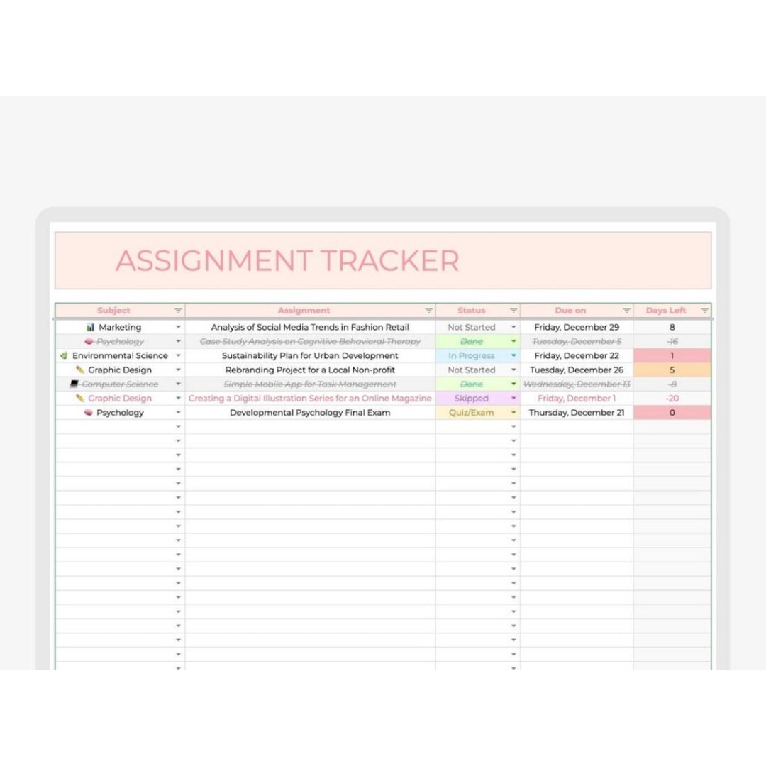 Digital Assignment Tracker | University & College Homework Planner ...