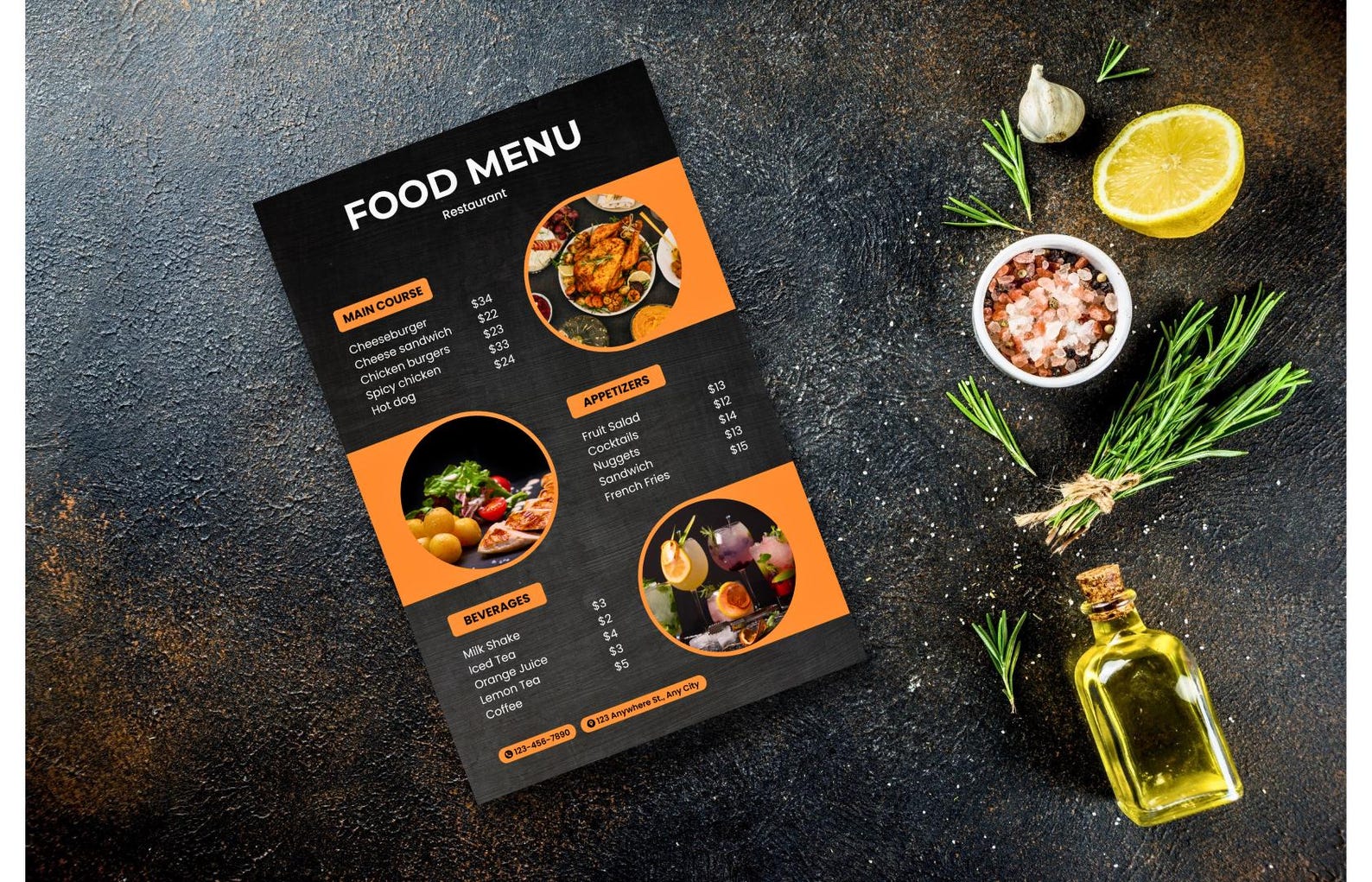 Menue Restaurant Template, Editable Canva Food Menu, Food Truck Menue ...