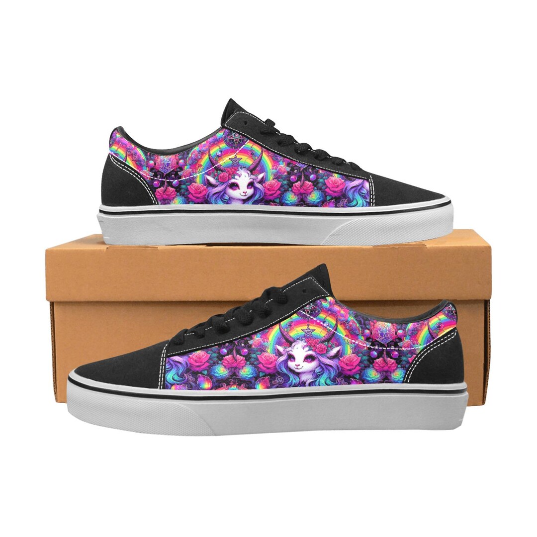 Trendy Everyday Occult Gothic Cute Satanic Goat Casual Women's Lace-up ...