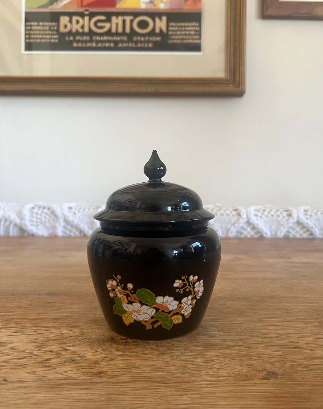 Vintage Avon Black Glass Ginger Jar - Etsy UK