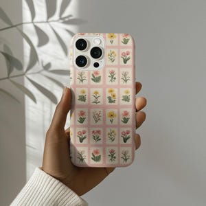 Pink Floral Stamp Phone Case, Pink Floral Phonecase, Blushing Florals ...