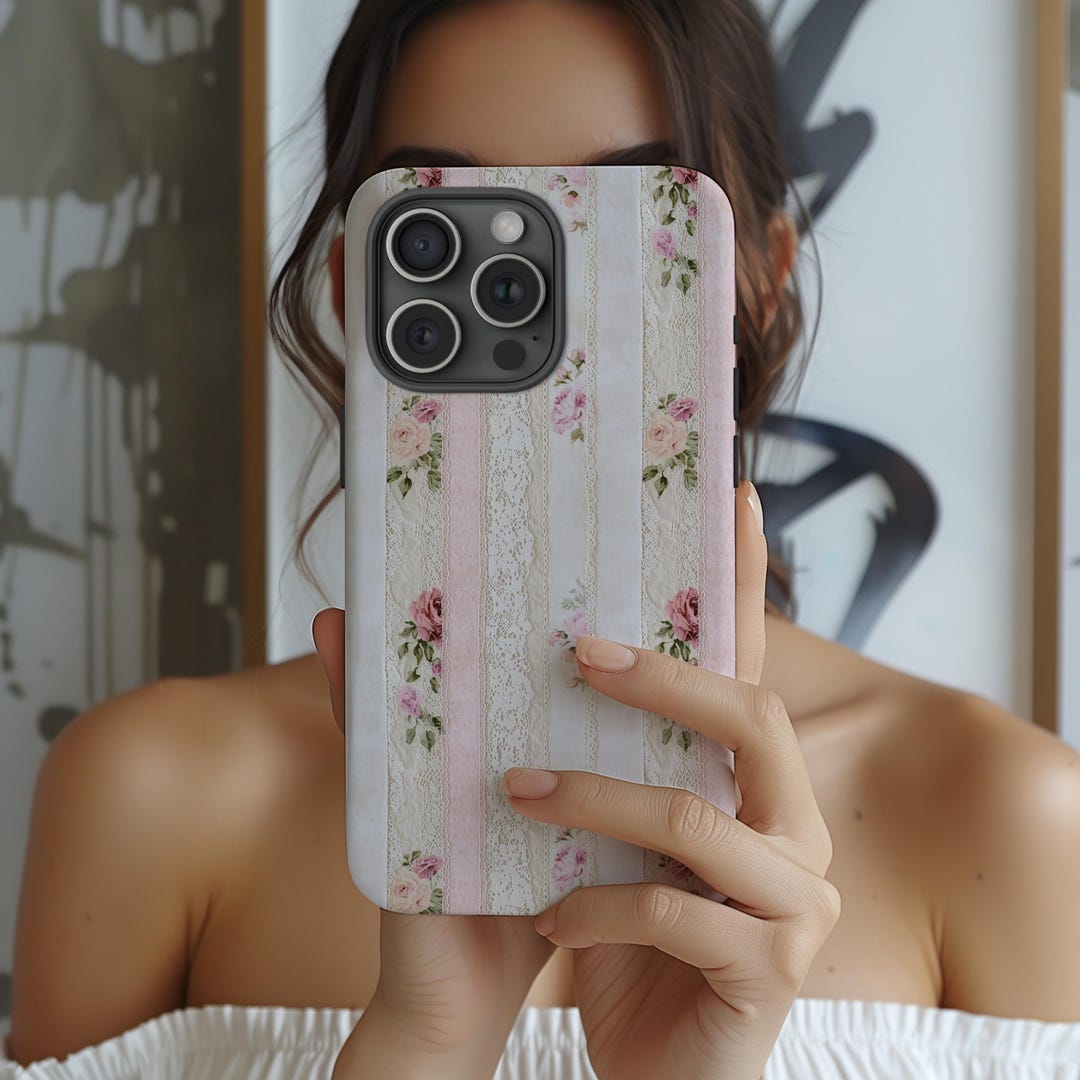 Pink Floral Lace Phone Case, Aesthetic Phone Case, Collage Phonecase ...