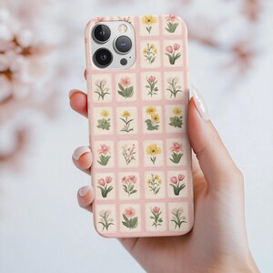 Pink Floral Stamp Phone Case, Pink Floral Phonecase, Blushing Florals ...