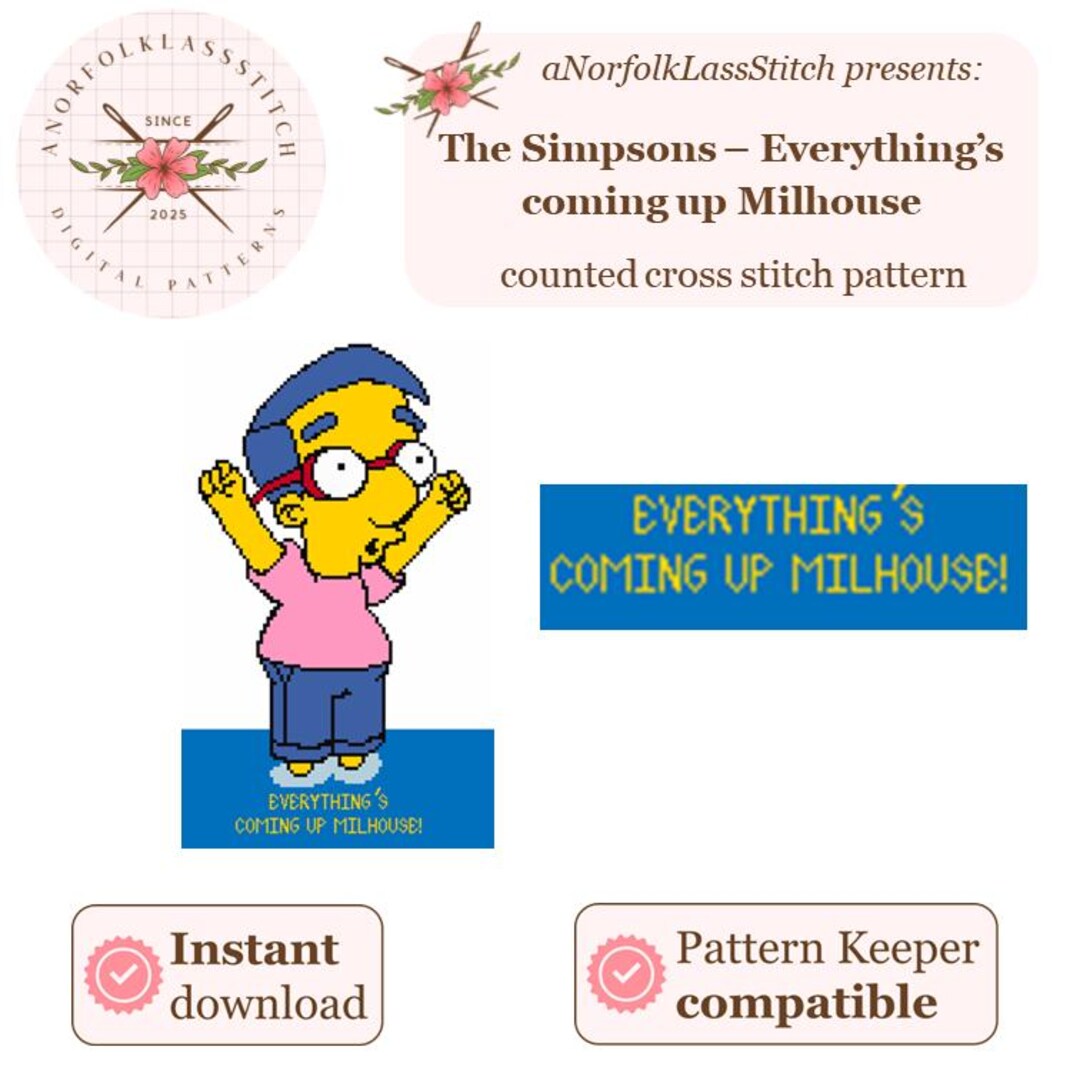 The Simpsons: Everything's Coming up Milhouse Cross Stitch Pattern - Etsy