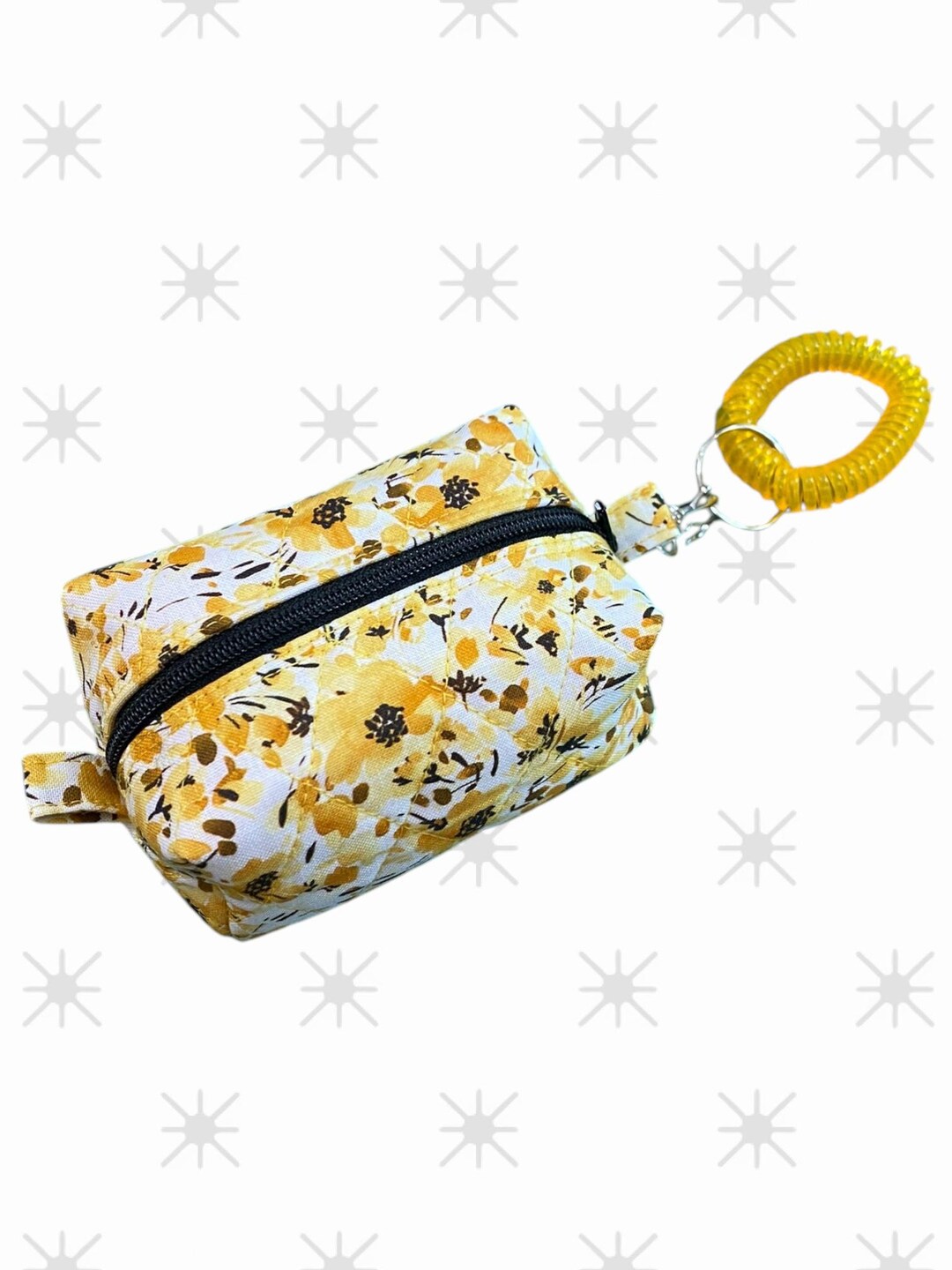 Yellow Floral Boxy Pouch, Key Ring Zipper Bag - Etsy