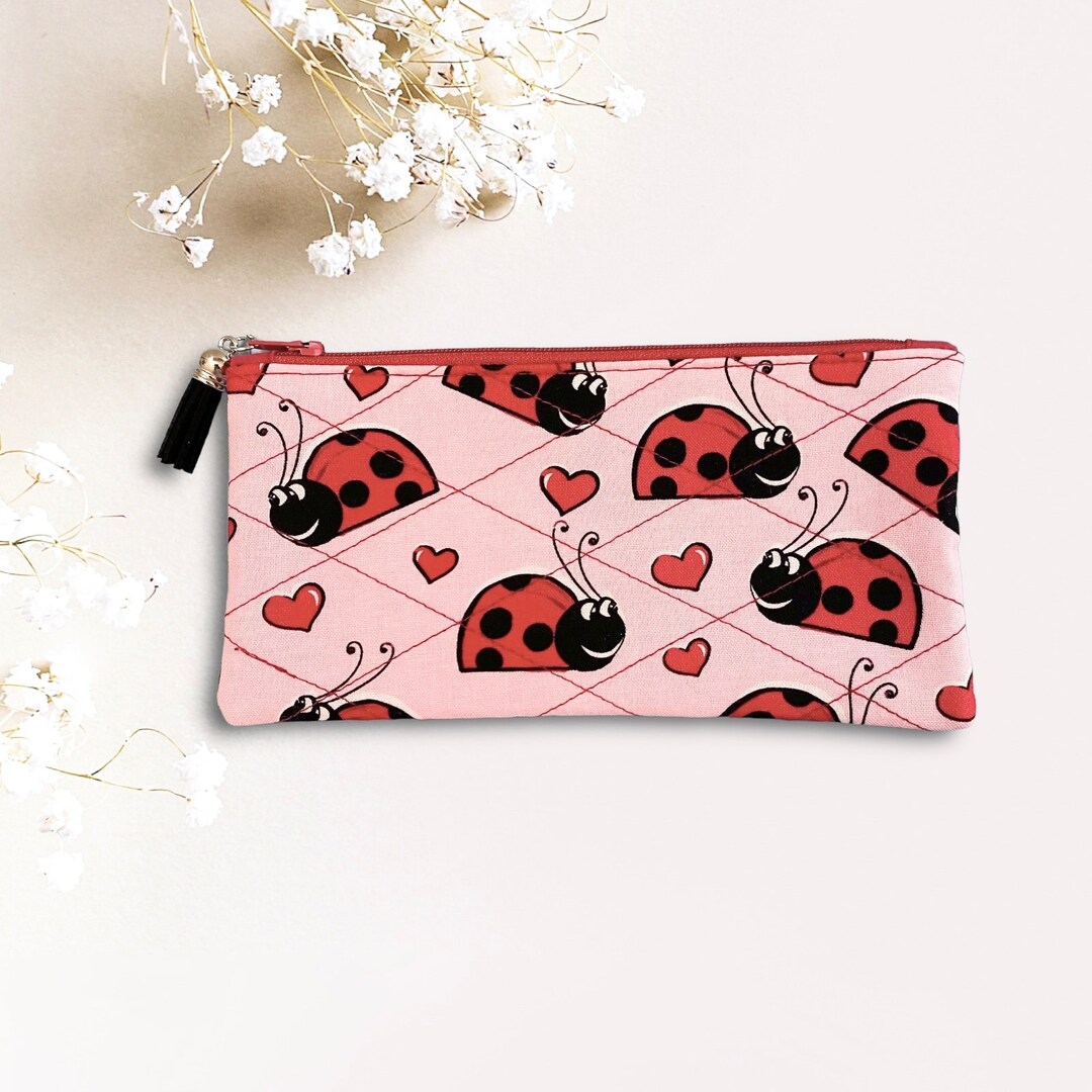 MONEY Holder/lady BUGS Quilted Pouch/zippered Pouch/pocket Inside ...
