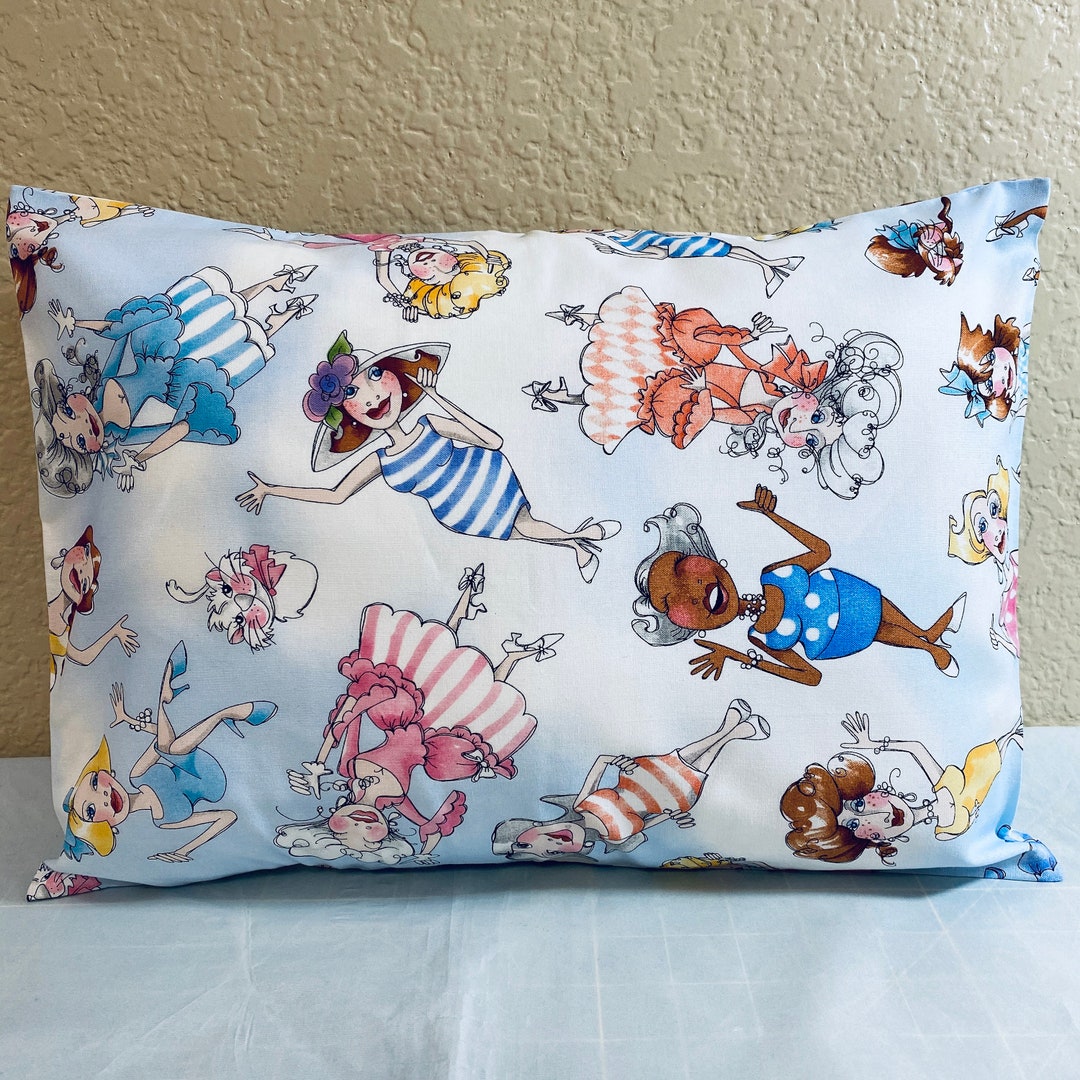 TRAVEL Pillowcase / 12" X 16" Pillow Cover GLAMOUR GIRLS Fabric ...