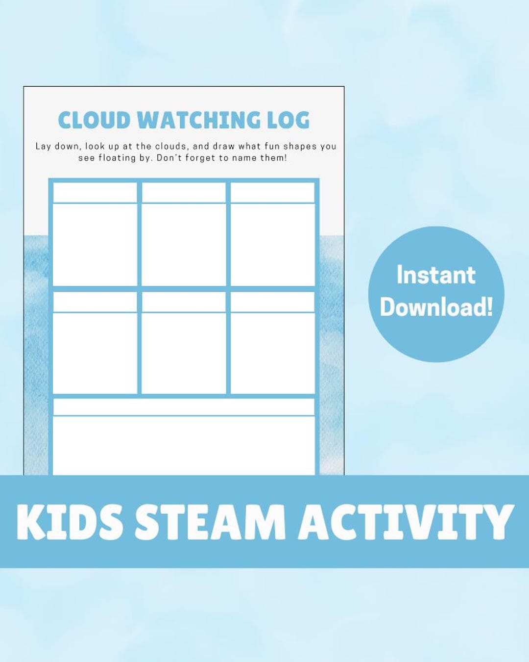 CLOUD WATCHING LOG | Science Activity for Kids, No Screen Time, Kids ...