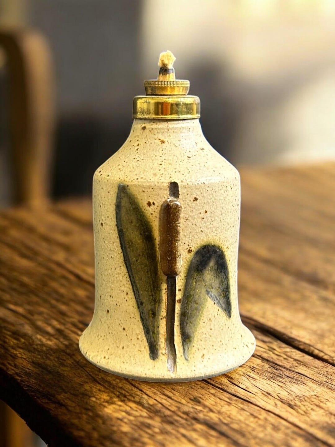 Studio Pottery Cattail Oil Lamp Indoor or Outdoor - Etsy