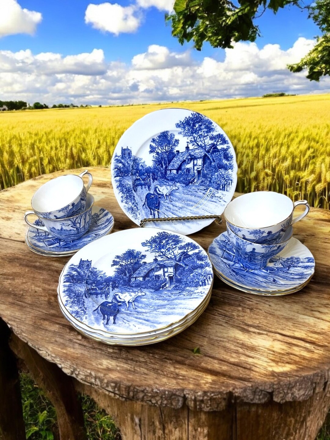Vintage Cottage Core Shelley China Glorious Devon Blue/white - Etsy