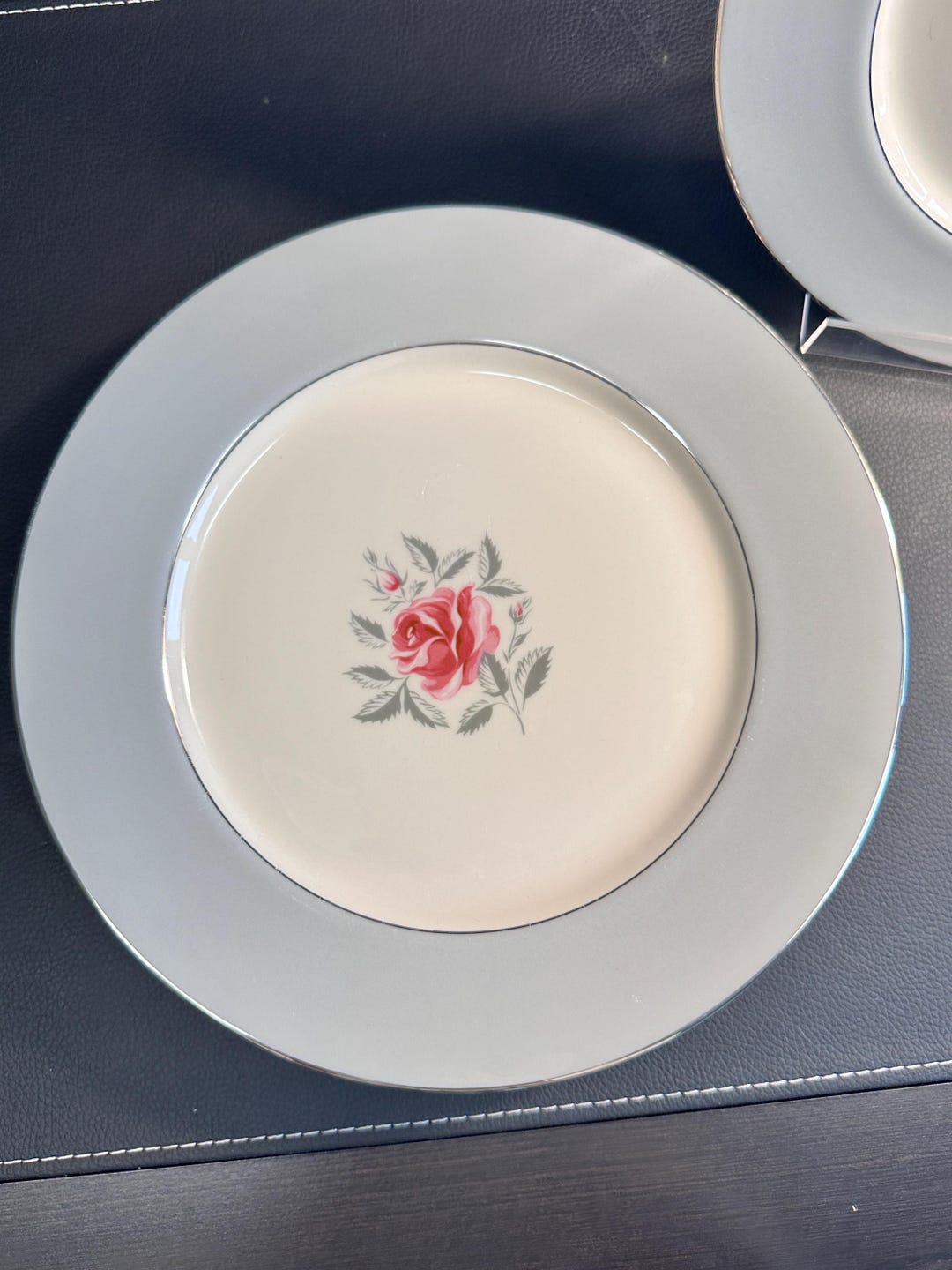 Flintridge China 10" Dinner Plate Made in California Pink Rose Gray ...