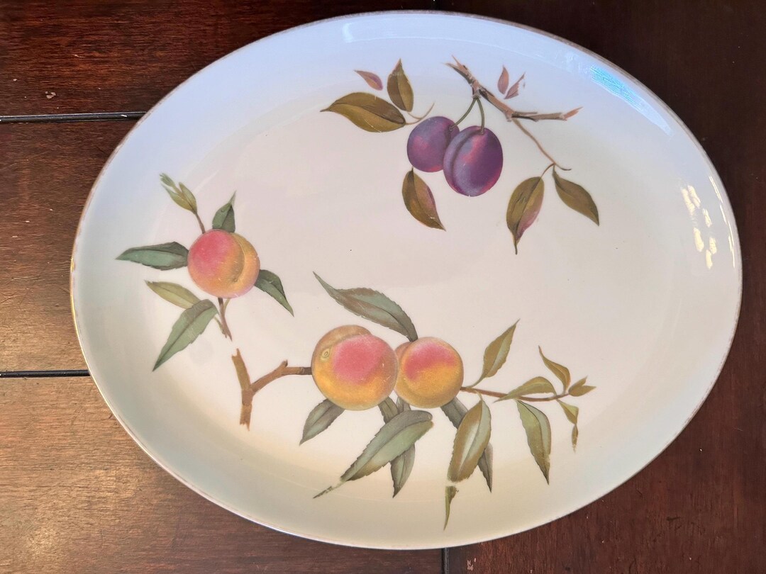 Vintage Evesham Gold Royal Worcester 12” Platter 1960s Fruit With Gold ...
