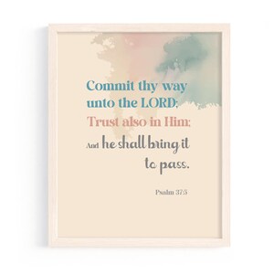 Scripture Wall Art Christian Printable Modern Home Decor — Psalm 37:5 ...
