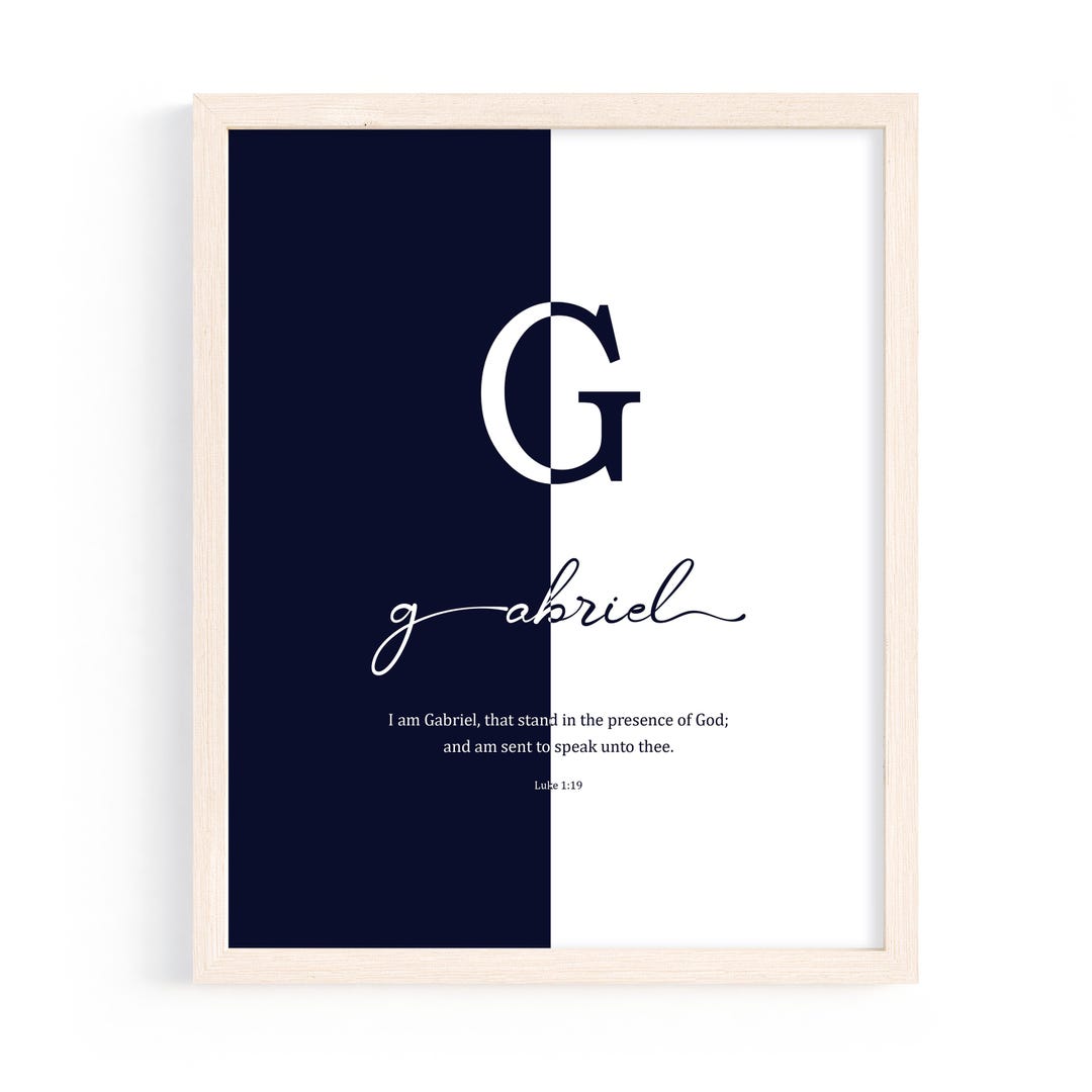 2-in-1 Gabriel Monogram Wall Art | Navy and White Bundle | Luke 1:19 ...