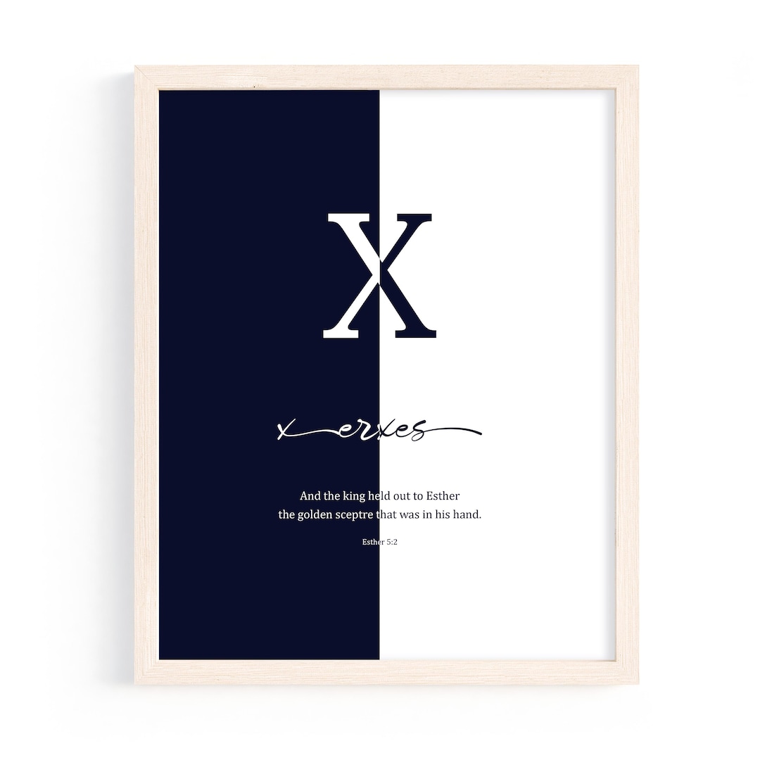 Christian Alphabet Letter X Scripture Wall Art Biblical Name Xerxes ...
