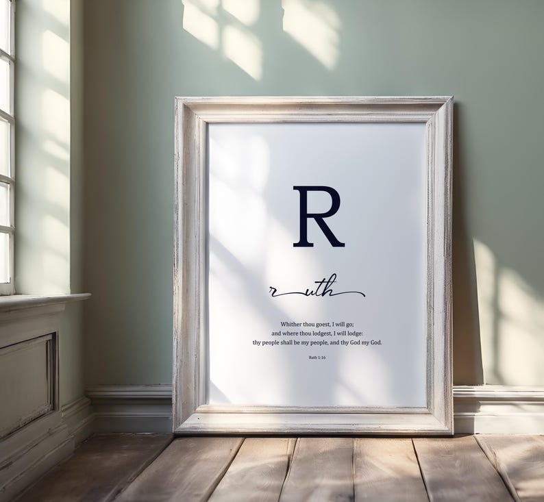 Christian Alphabet Letter R Scripture Wall Art Biblical Name Ruth ...