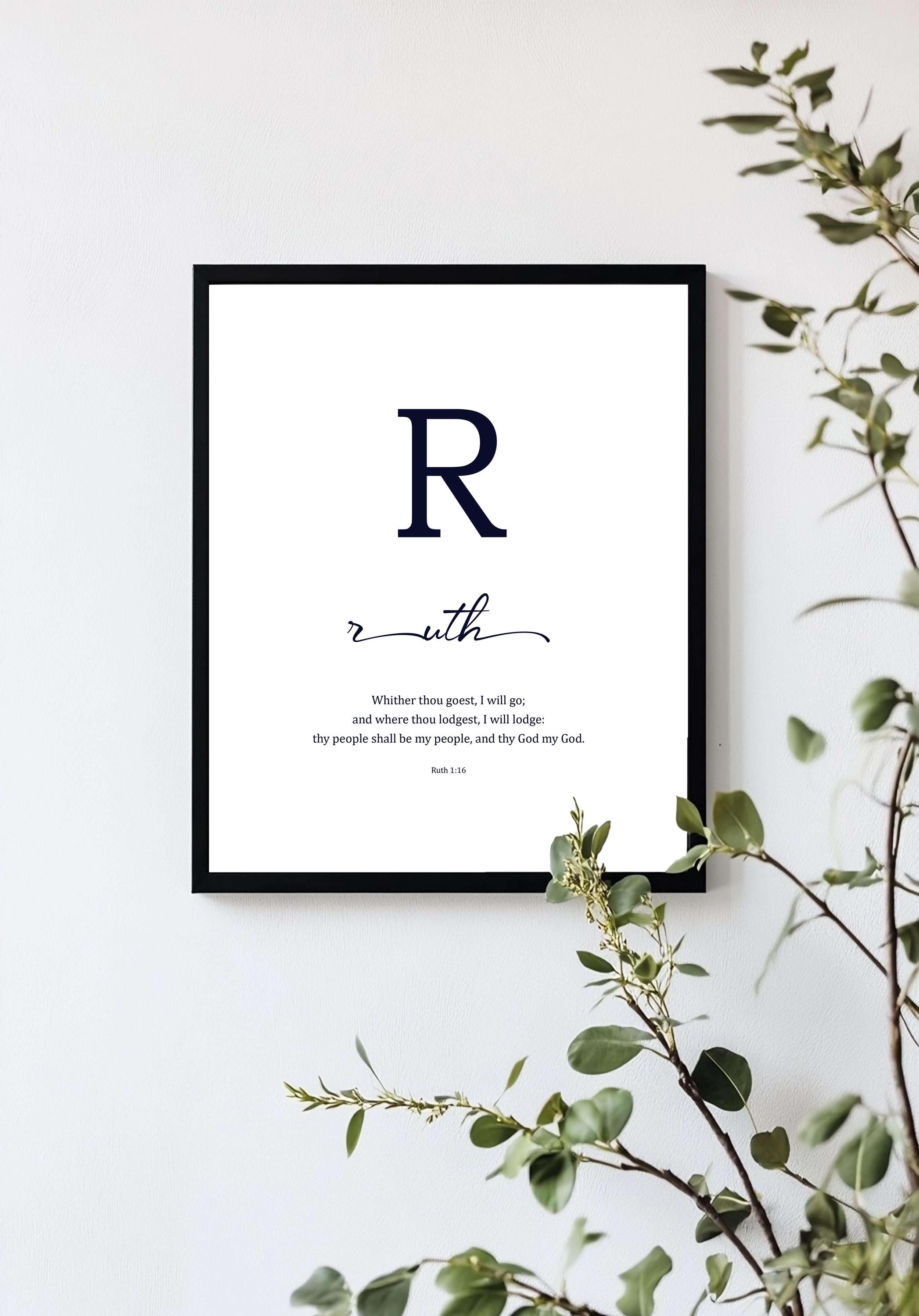 Christian Alphabet Letter R Scripture Wall Art Biblical Name Ruth ...