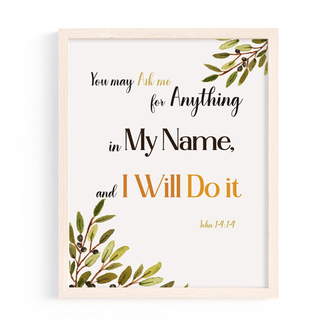Olive Branch Christian Wall Art – Ask and Receive Bible Verse Print ...