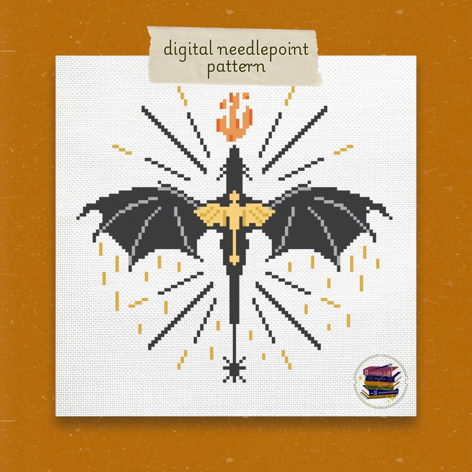 Tairn & Andarna Dragon Needlepoint Pattern, Digital Needlepoint Pattern ...