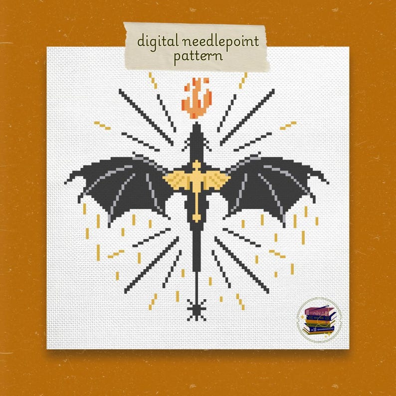 Tairn & Andarna Dragon Needlepoint Pattern: Fourth Wing Dragons (PDF ...