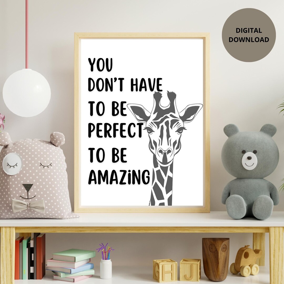 Giraffe Motivational Kids Art Printable Classroom Poster Quotes ...