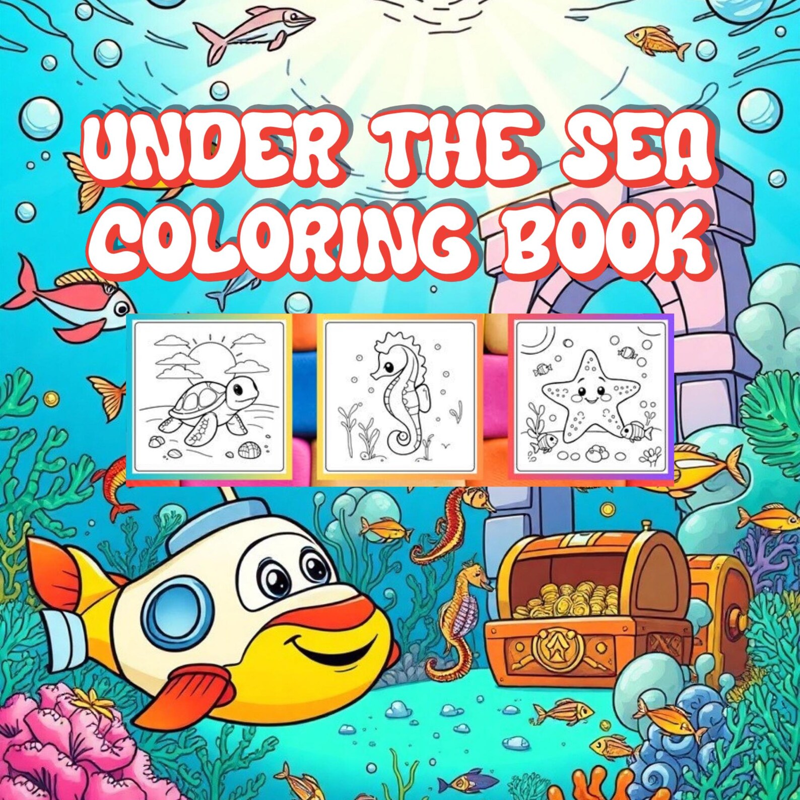 Sea Creatures Coloring Book: 150 Ocean Activity Pages (instant Download ...