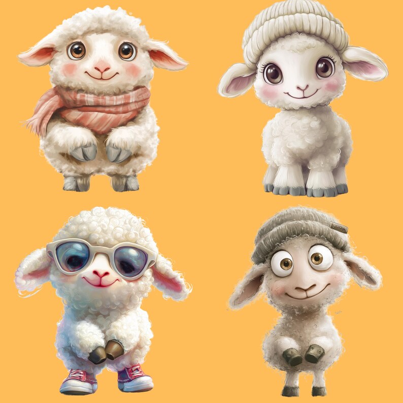 Cute Lamb Clip Art, Watercolor Sheep Illustrations, Digital Download ...