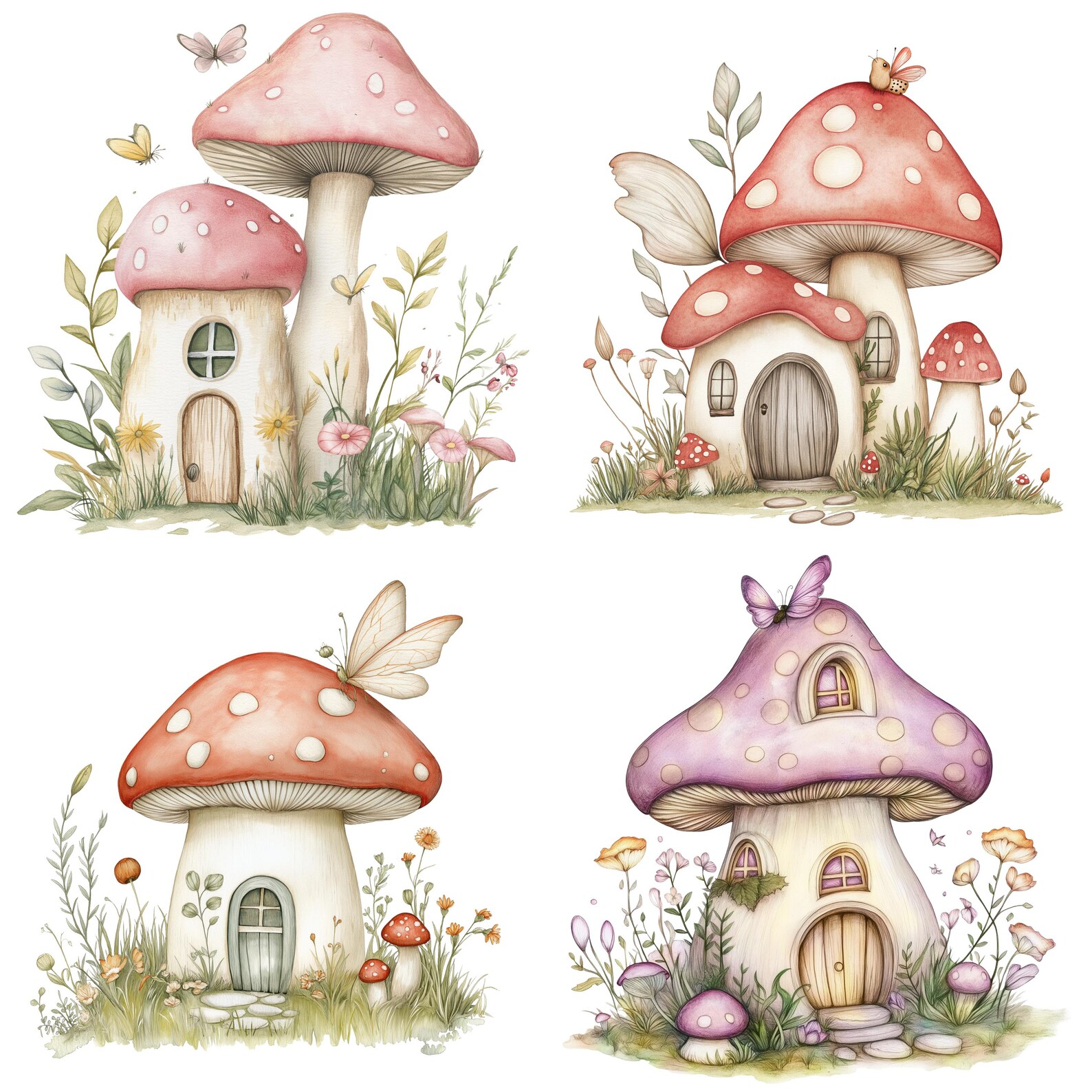 Fairy Garden Clipart, Watercolor Magical Fairy Bundle, Cute Enchanted ...