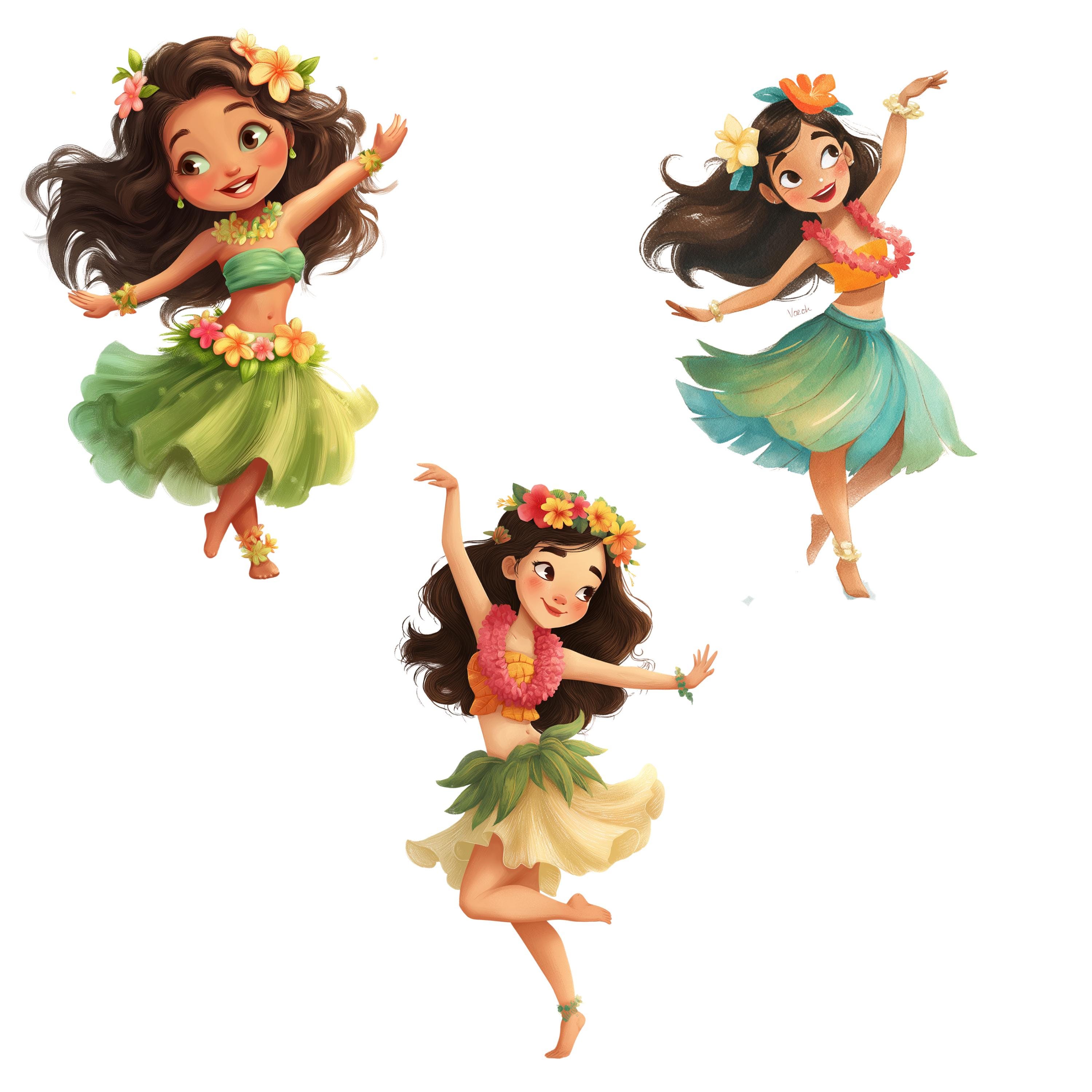 Hula Dancing Clipart, Hawaiian Girl Digital Download, Tropical Luau ...