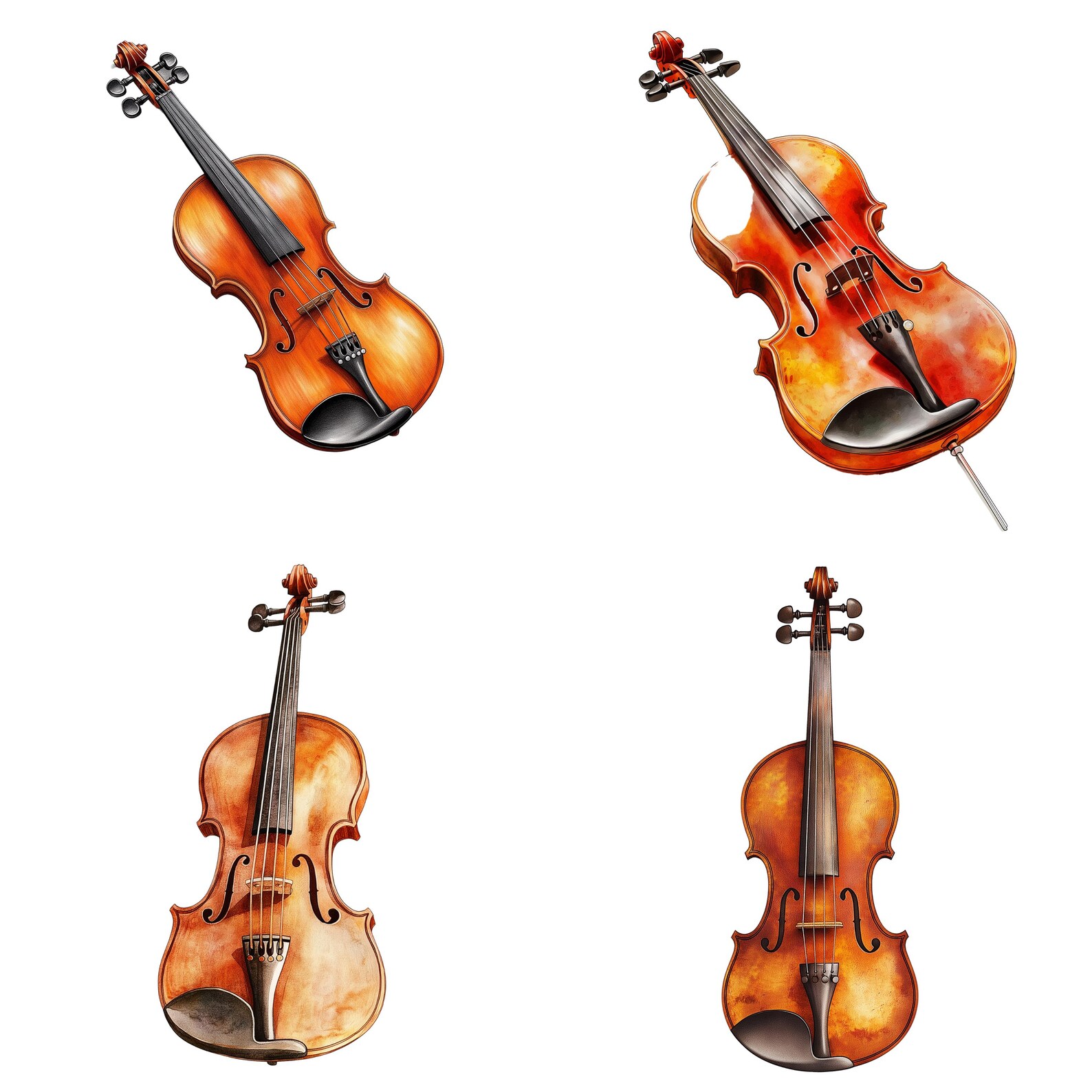Violin Watercolor Clipart, Digital Download for Scrapbooking and Junk ...