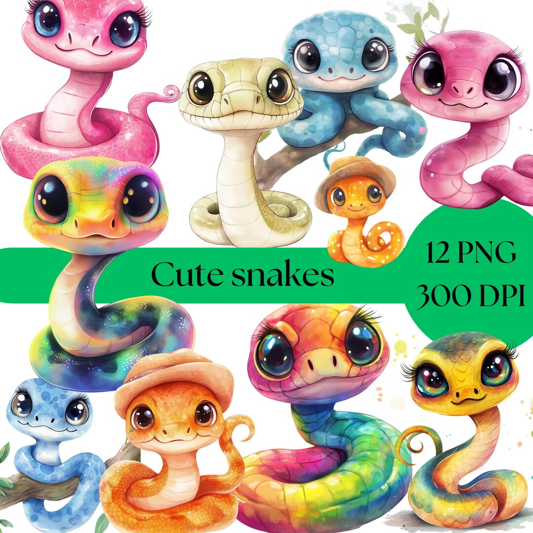Watercolor Baby Snake Clipart, Nursery Decor (digital Download) - Etsy
